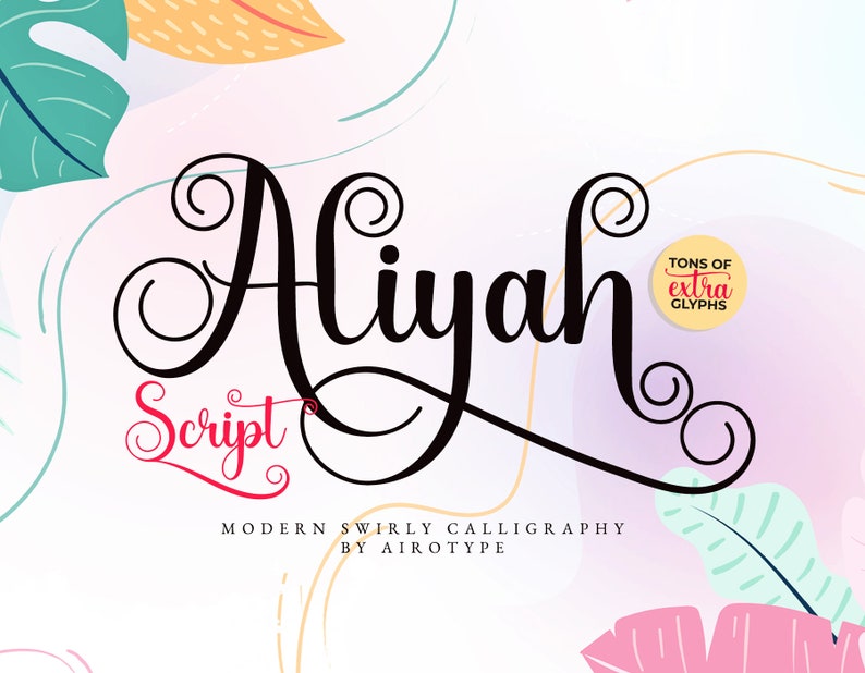 Aliyah Script Font, Wedding Font, Christmas Font, Handwritten Font, Swirl Font, Tail Font ...