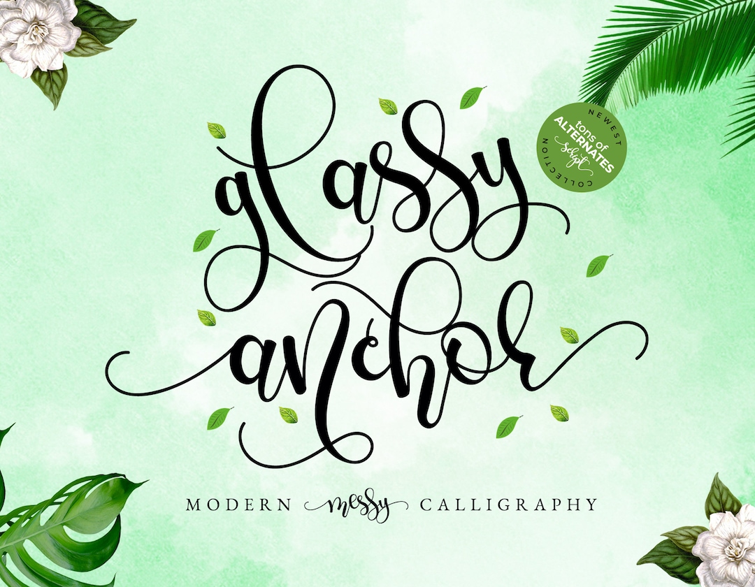 Glassy Anchor Font, Script Font, Handwritten Font, Swash Font, Tail Font, Font With Tail, Bouncy ...