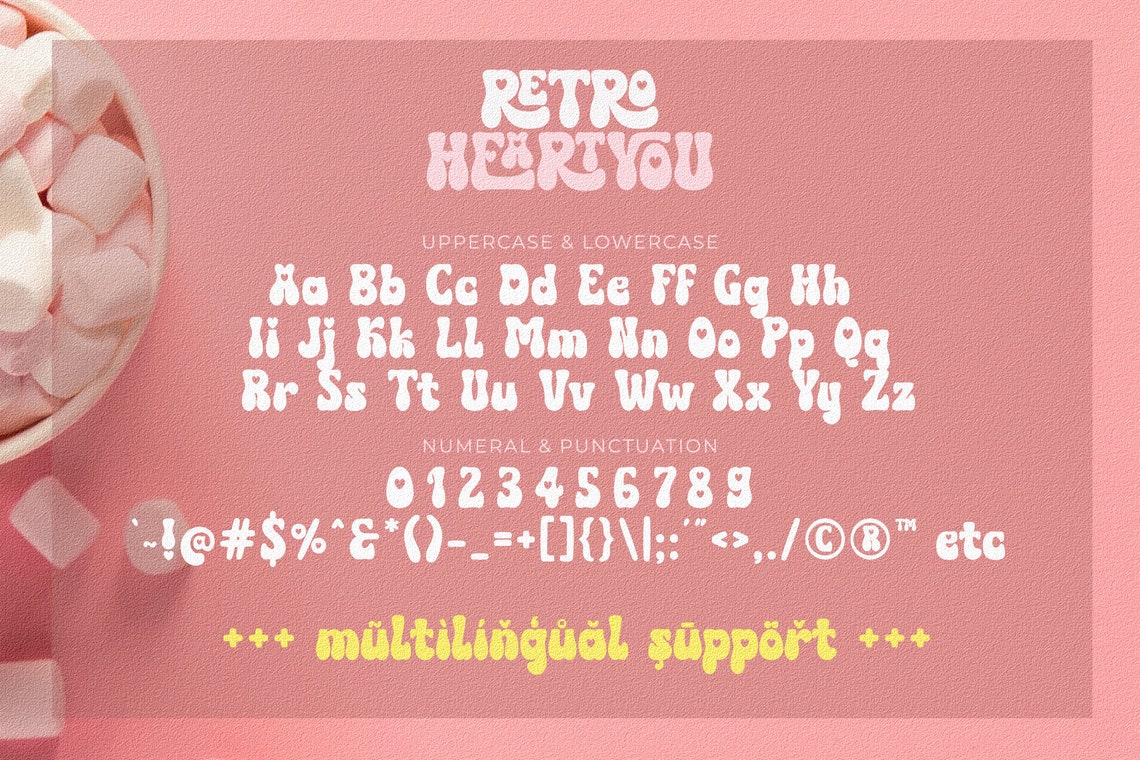 Retro Heart You Font, Valentines Font, Heart Font, Ligature Font, Retro ...