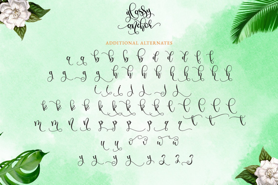 Glassy Anchor Font, Script Font, Handwritten Font, Swash Font, Tail Font, Font With Tail, Bouncy ...