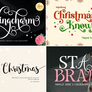 Christmas Font Bundle, Handwritten Font, Script Font, Swash Font, Font With Tail, Wedding Font ...