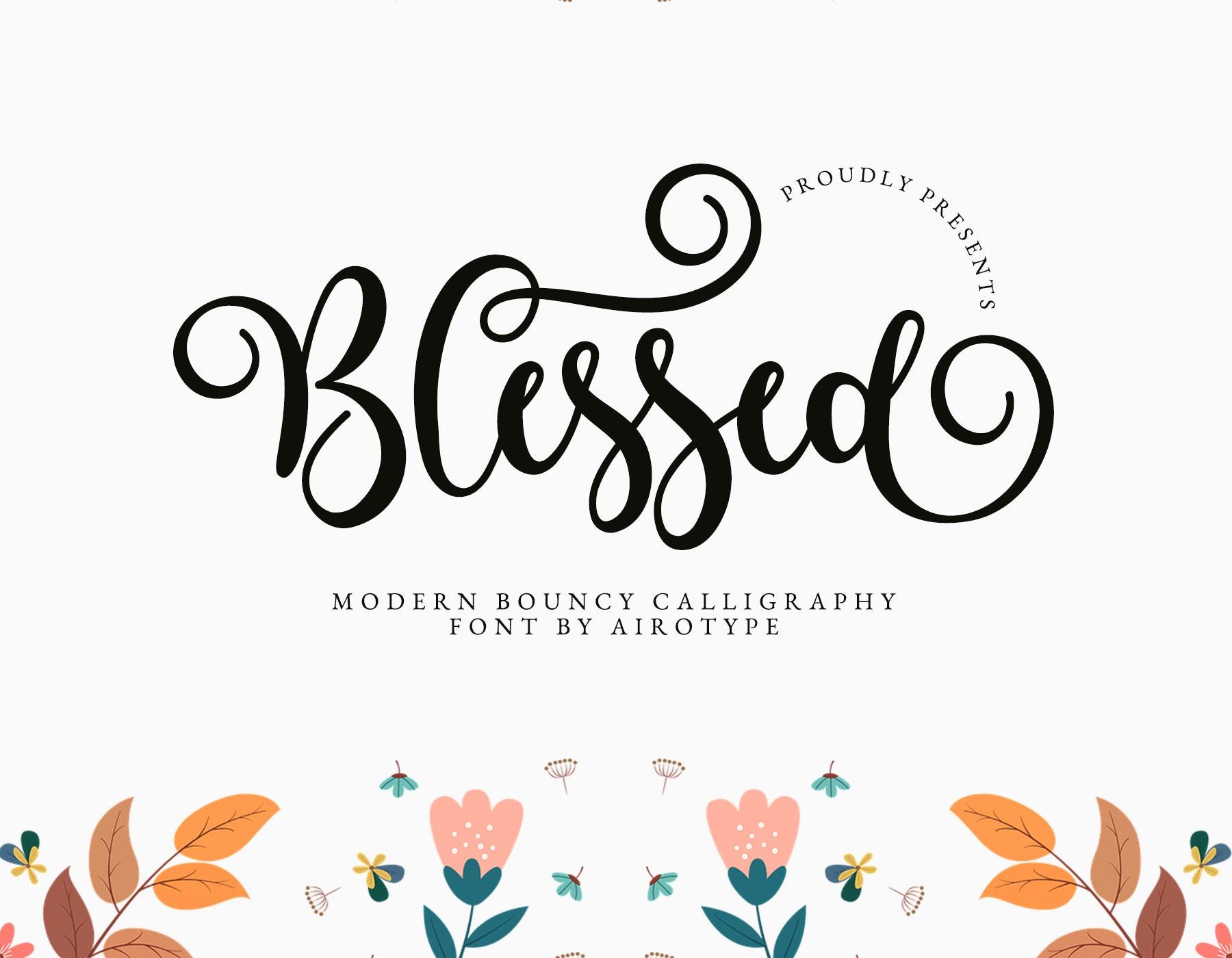 Blessed Font, Script Font, Calligraphy Font, Handwritten Font ...