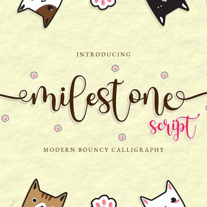 Milestone Script Font Calligraphy Font Swash Font Font With | Etsy