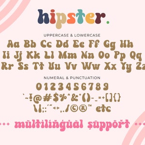 Hipster Font, Retro Font, Groovy Font, Vintage Font, Bold Font, Cute ...