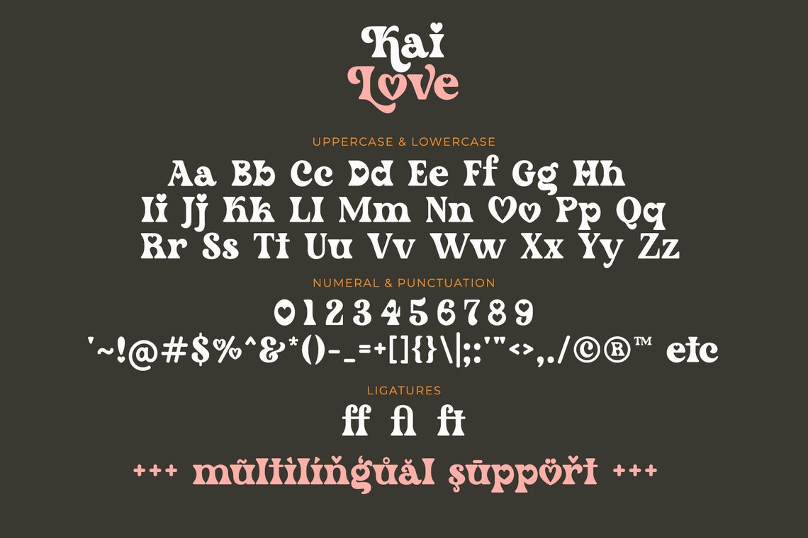 Kai Love Font, Retro Font, Serif Font, Valentines Font, Heart Font ...