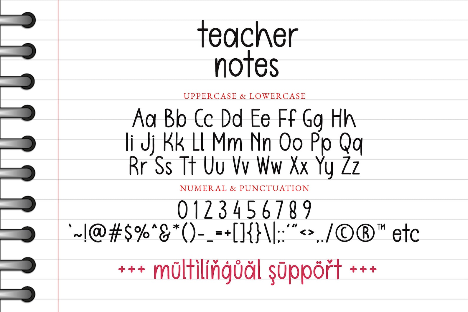 Teacher Notes Font, Handwritten Font, Script Font, Handwriting Font ...