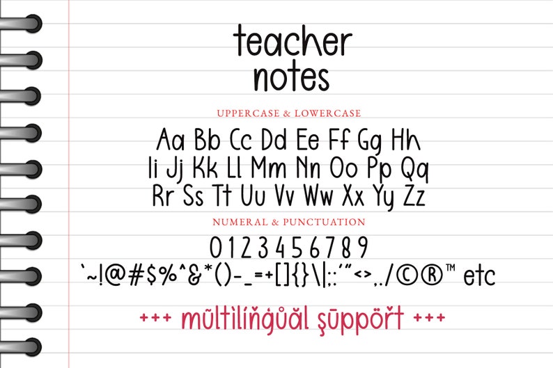 Teacher Notes Font, Handwritten Font, Script Font, Handwriting Font ...