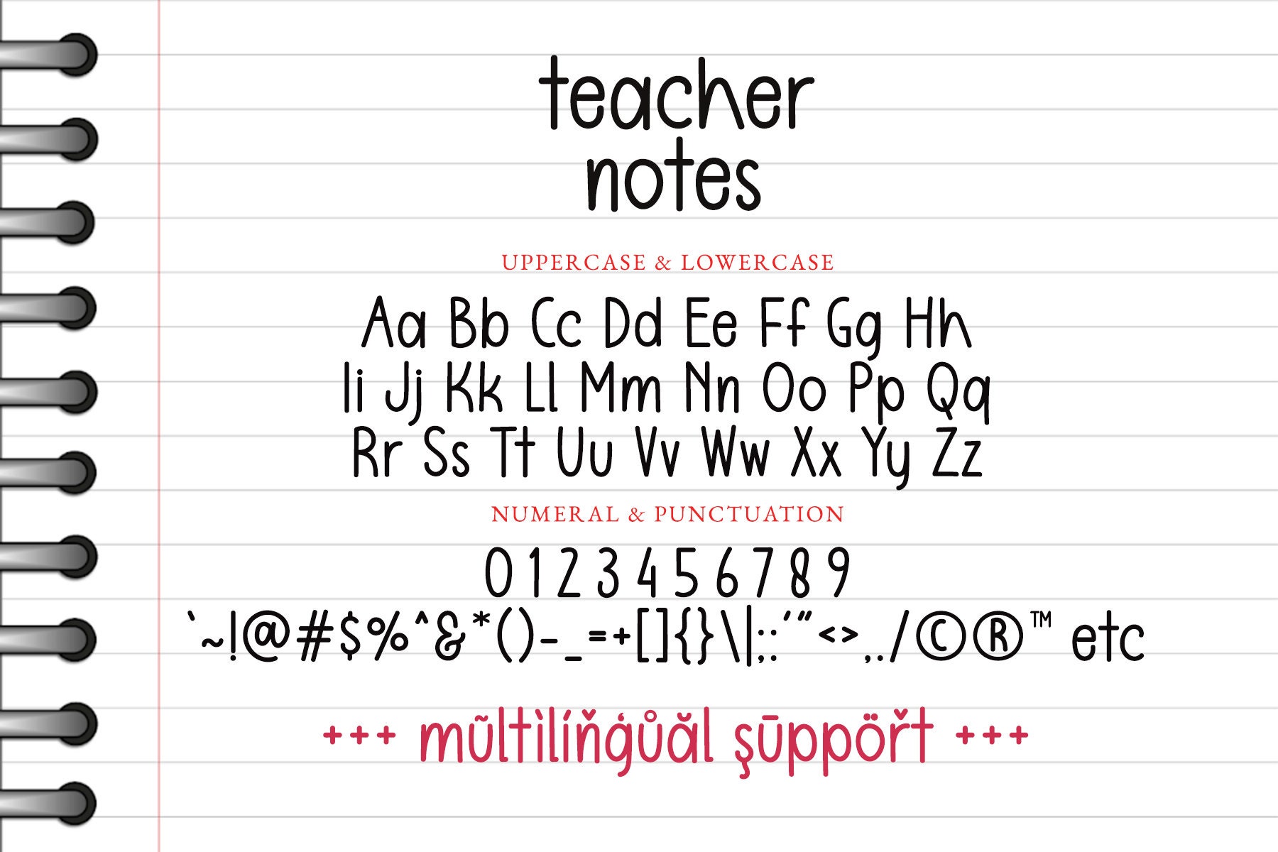 Teacher Notes Font, Handwritten Font, Script Font, Handwriting Font ...