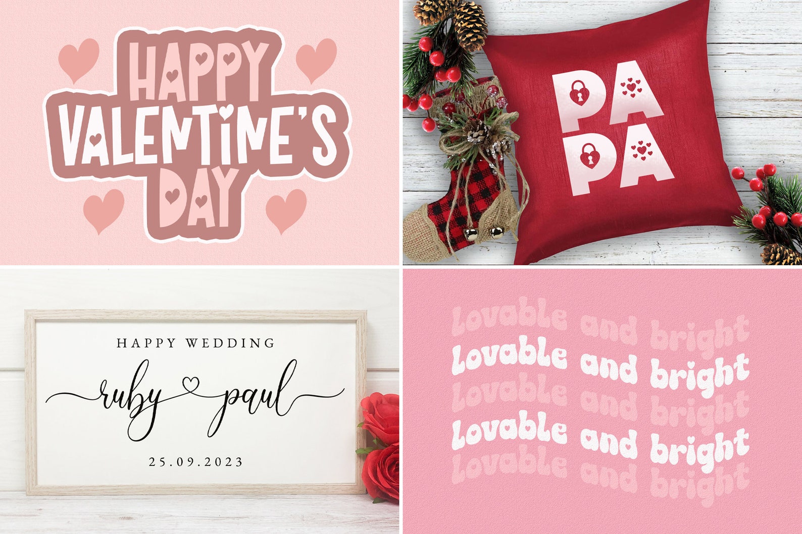 Heart Font Bundle, Valentines Font, Heart Font, Retro Font, Vintage ...
