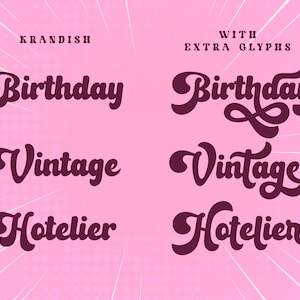 Krandish Font, Script Font, Vintage Font, Retro Font, Groovy Font, Boho ...