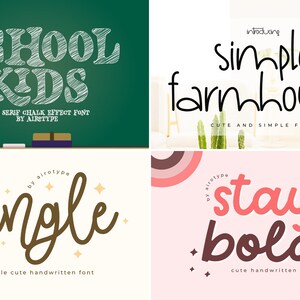 Handwritten Font Bundle, Cute Font, School Font, Script Font ...