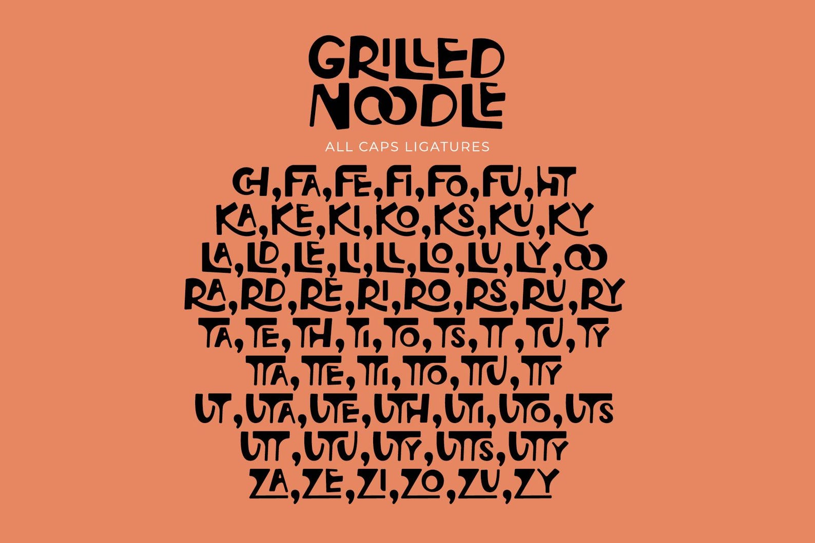 Grilled Noodle Font, Display Font, Ligature Font, Bold Font, Cute Font ...