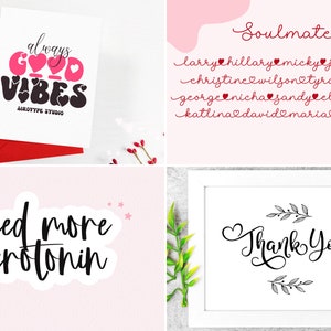 Heart Font Bundle, Valentines Font, Heart Font, Retro Font, Vintage ...