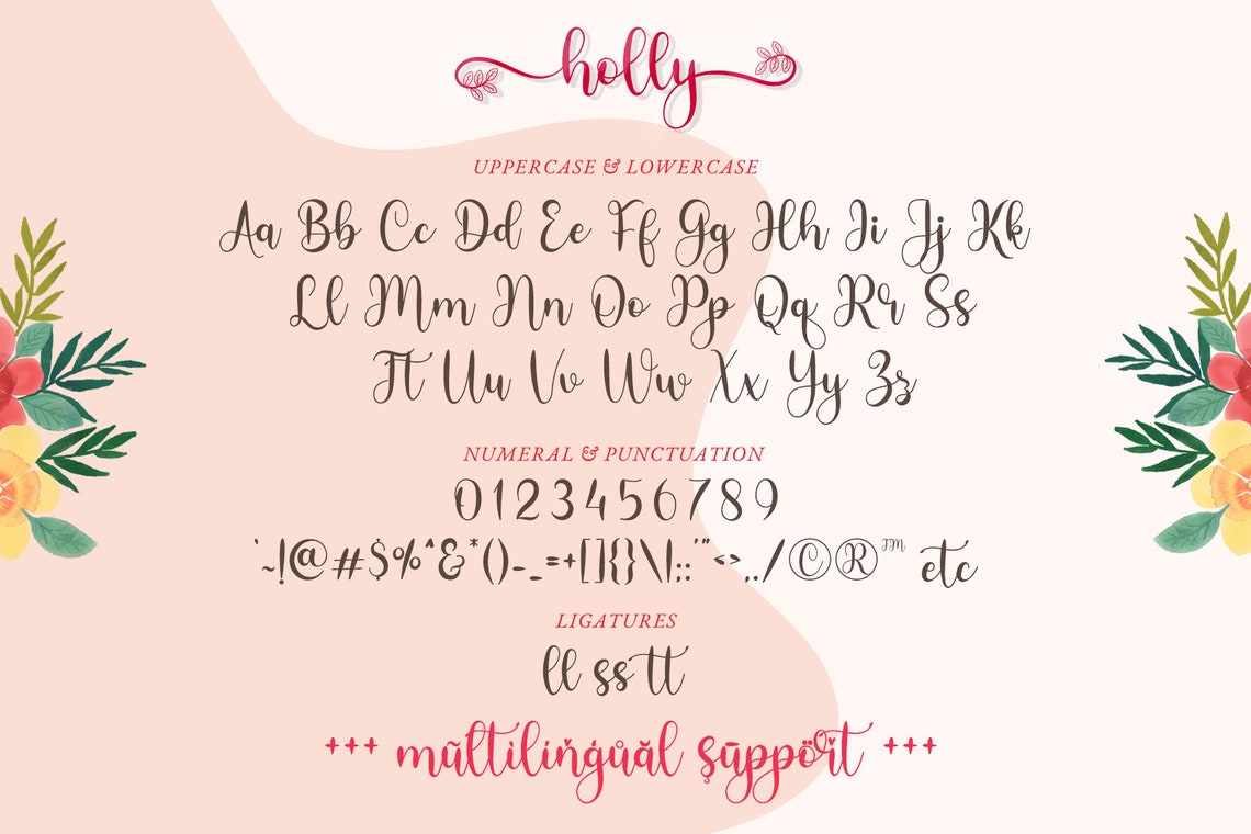 Holly Script Font, Swash Font, Spring Font, Calligraphy Font, Autumn ...