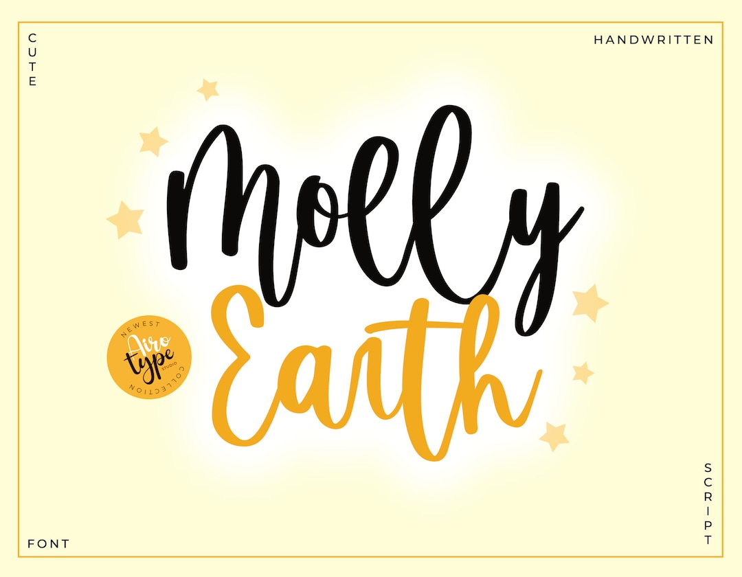 Molly Earth Font Handwritten Font Script Font Handwriting - Etsy