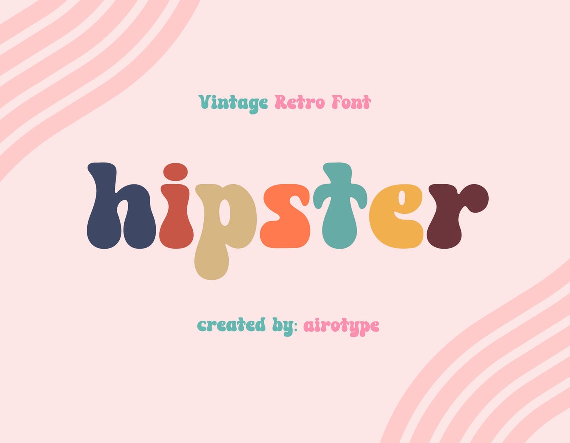 Hipster Font, Retro Font, Groovy Font, Vintage Font, Bold Font, Cute ...