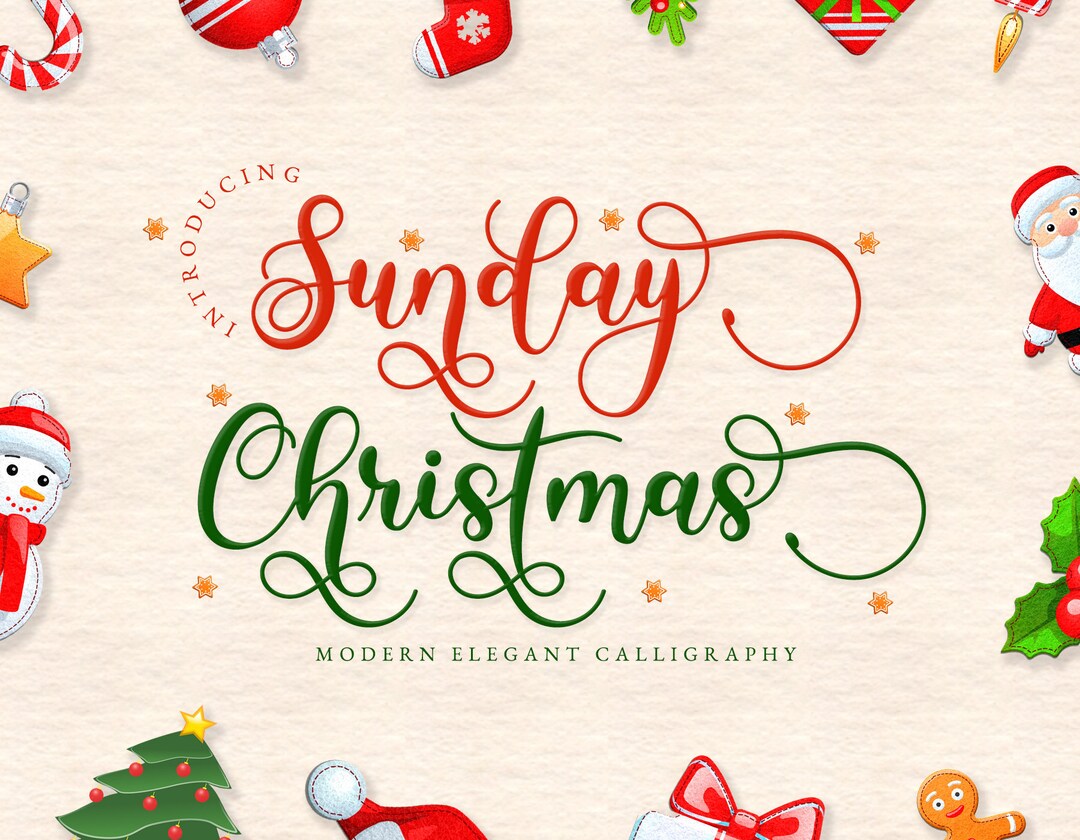 Sunday Christmas Font, Cursive Font, Handwritten Font, Cricut Font ...