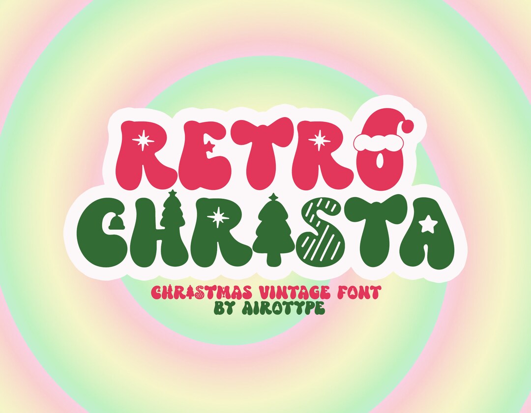 Retro Christa Font, Christmas Font, Vintage Font, Retro Font, Retro ...