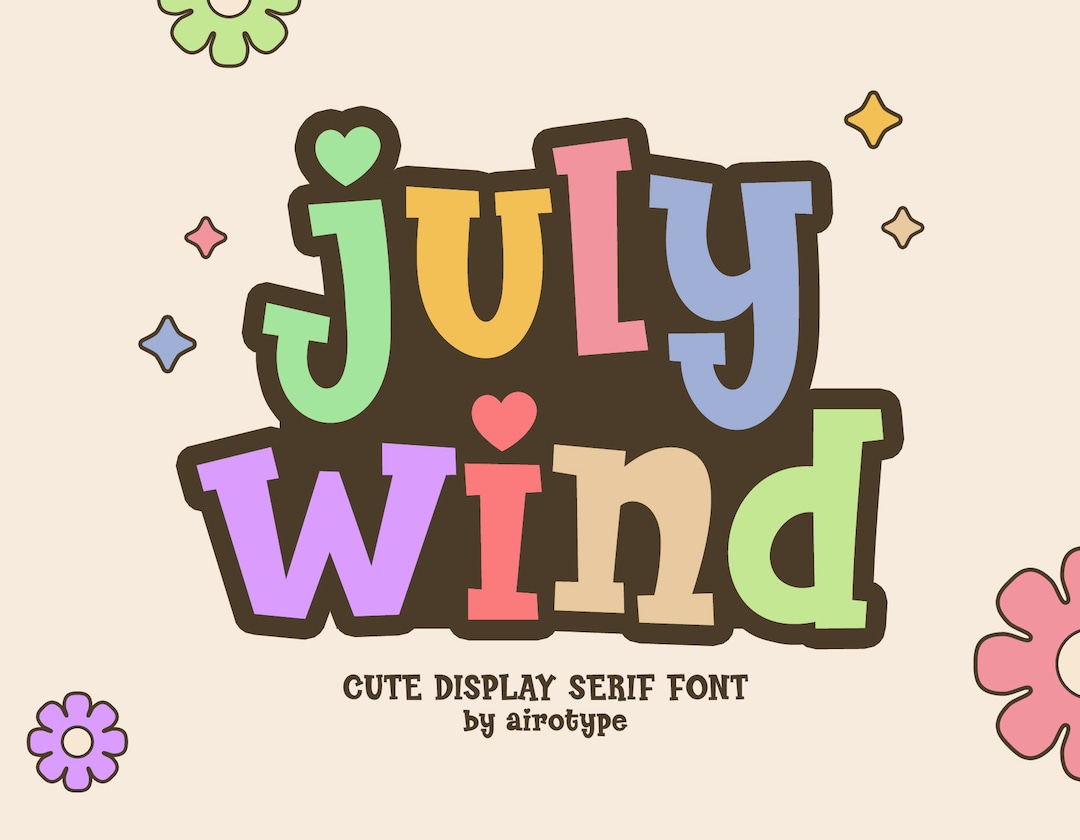 July Wind Font, Cute Font, Kids Font, School Font, Serif Font, Playful ...