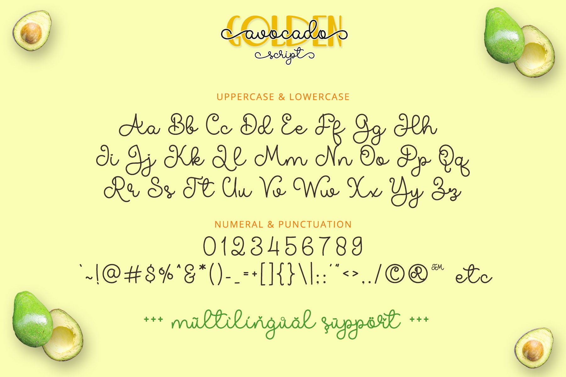 Golden Avocado Font, Script Font, Handwritten Font, Signature Font ...