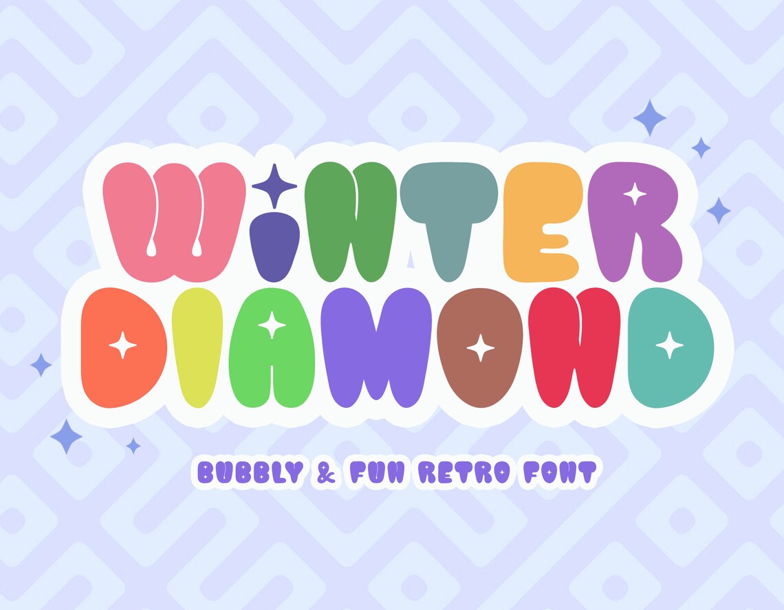 Winter Diamond Font Retro Font Vintage Font Bubbly Font - Etsy