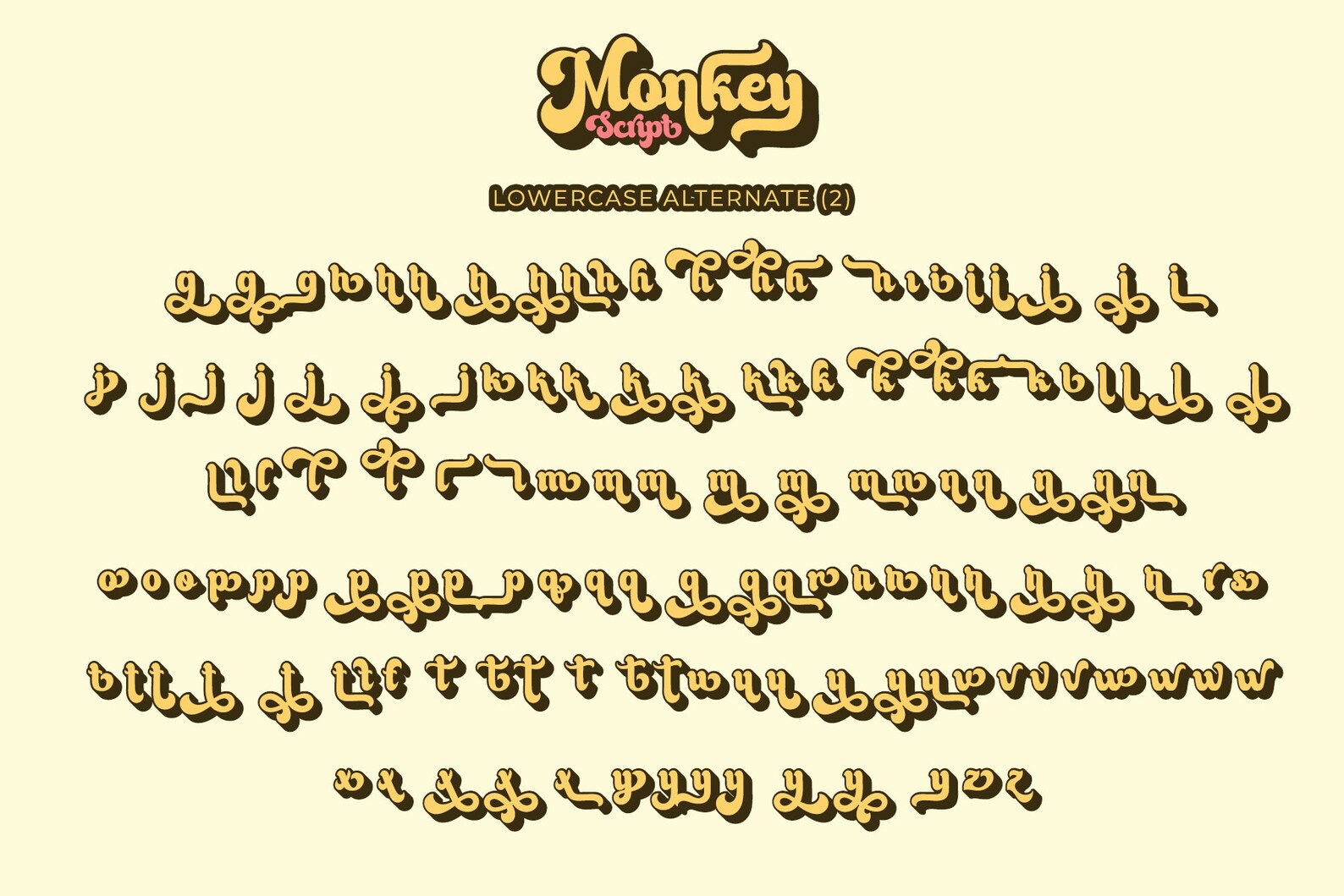 Monkey Script Font, Retro Font, Groovy Font, Vintage Font, Handwritten ...