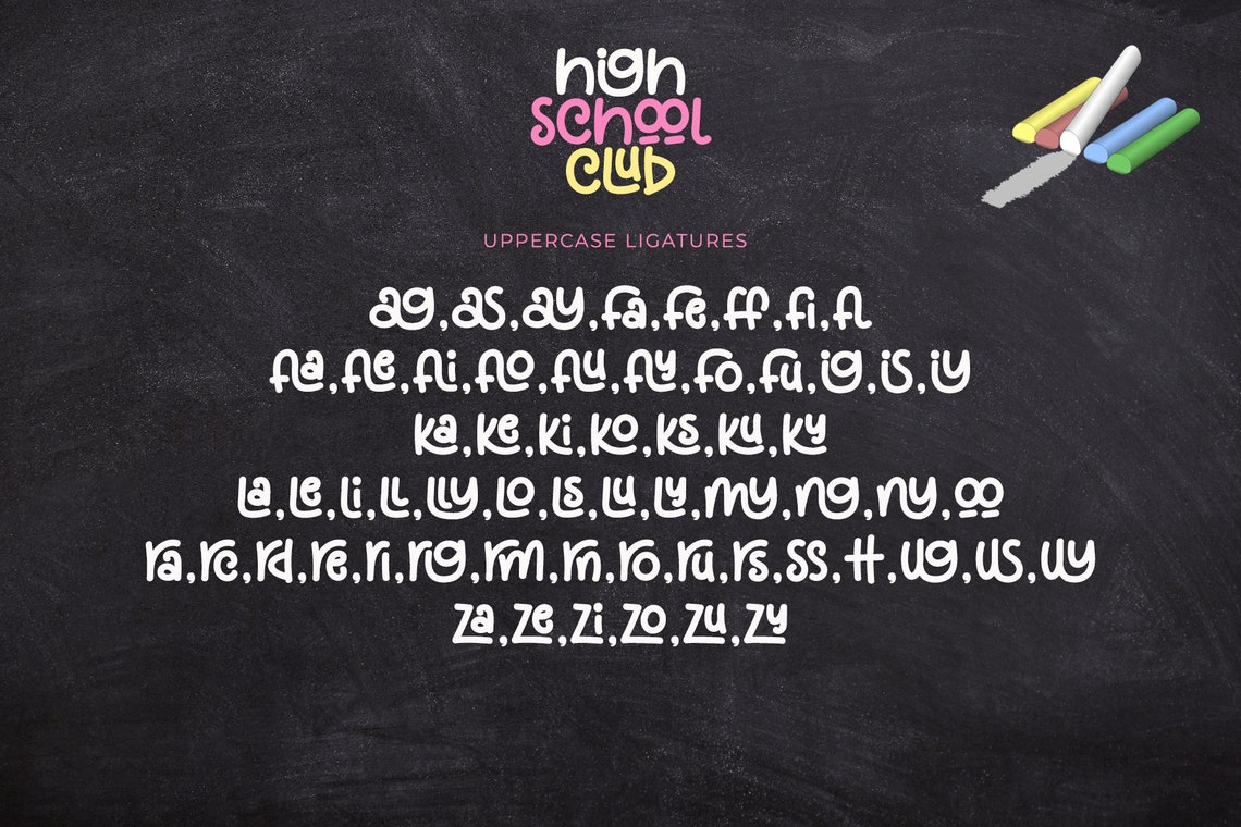 High School Club Font Handwritten Font Handwriting Font - Etsy