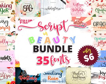 Christmas Font Bundle, Handwritten Font, Script Font, Swash Font, Font With Tail, Wedding Font ...