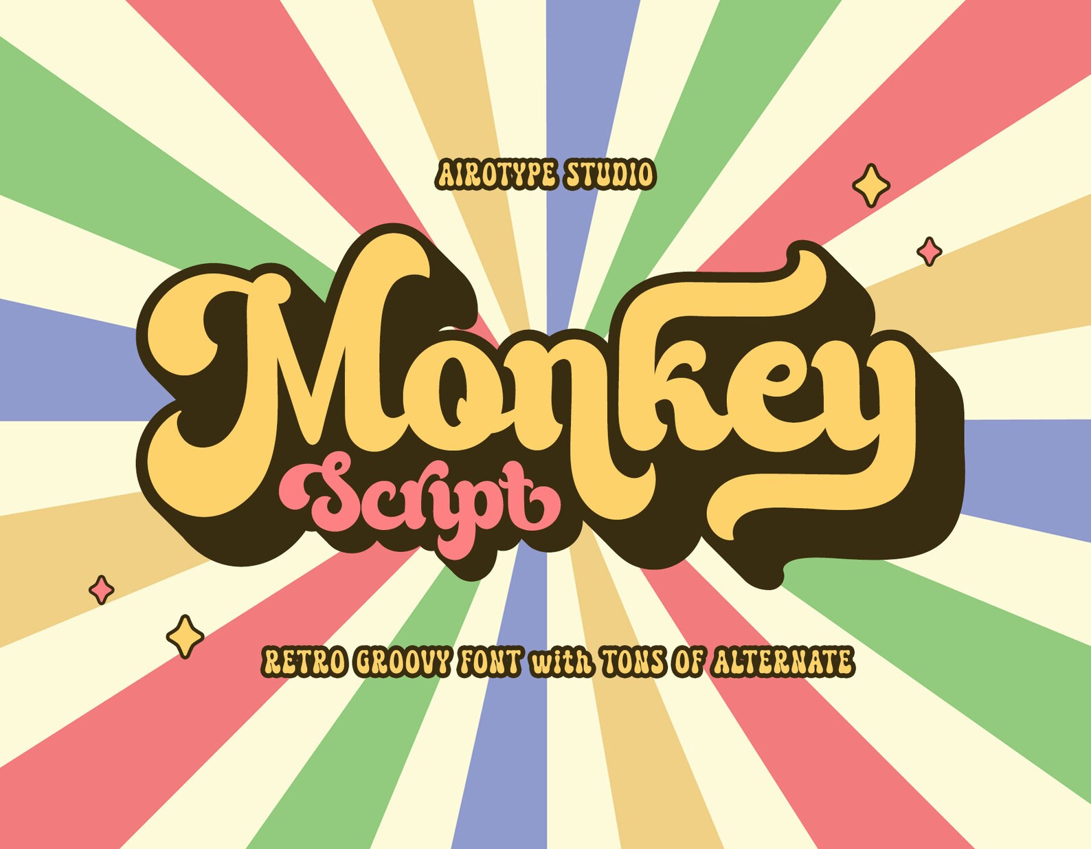 Monkey Script Font, Retro Font, Groovy Font, Vintage Font, Handwritten ...