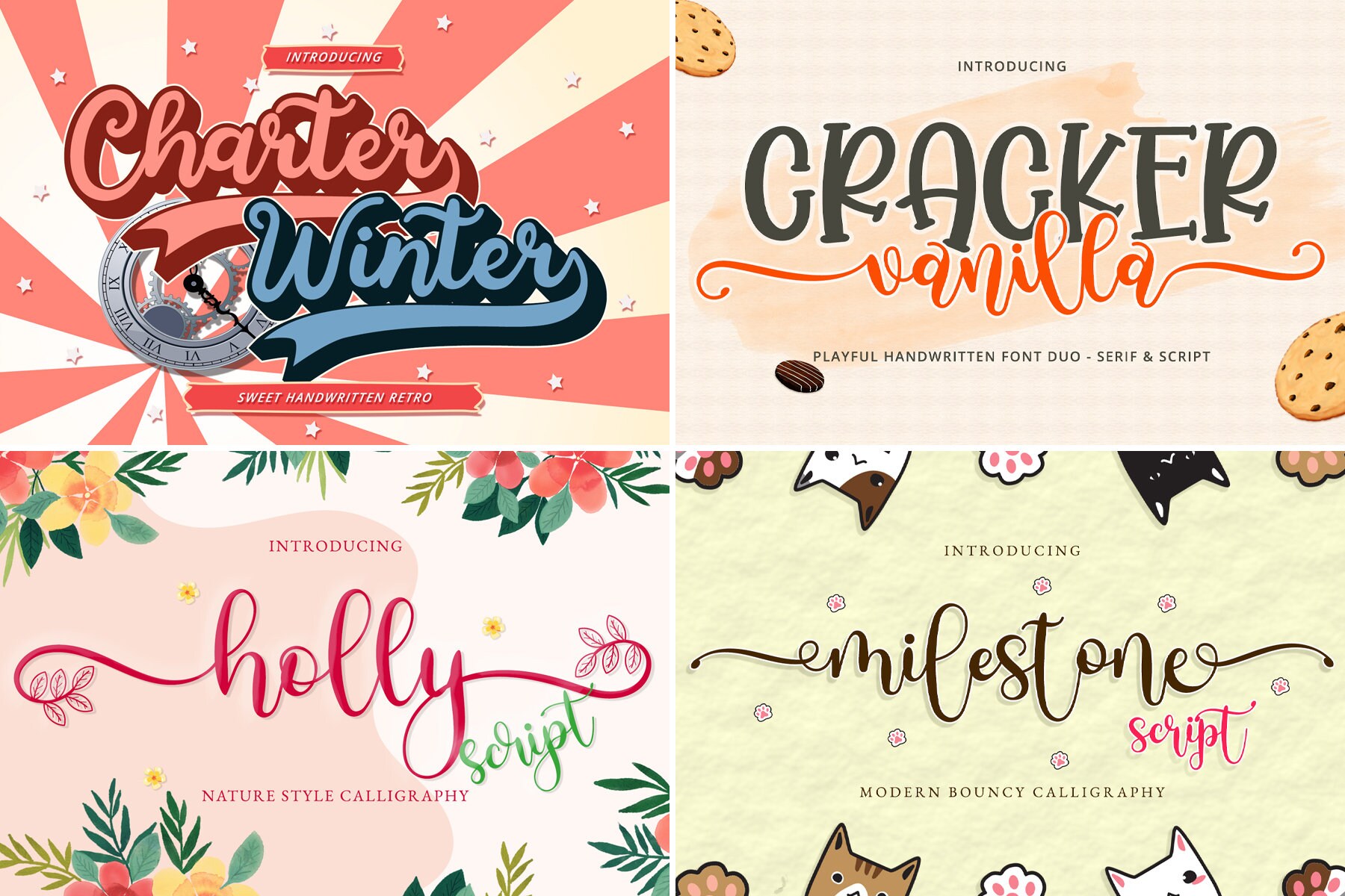 Script Font Bundle, Handwritten Font Bundle, Calligraphy Font, Swash Font, Tail Font, Font With ...