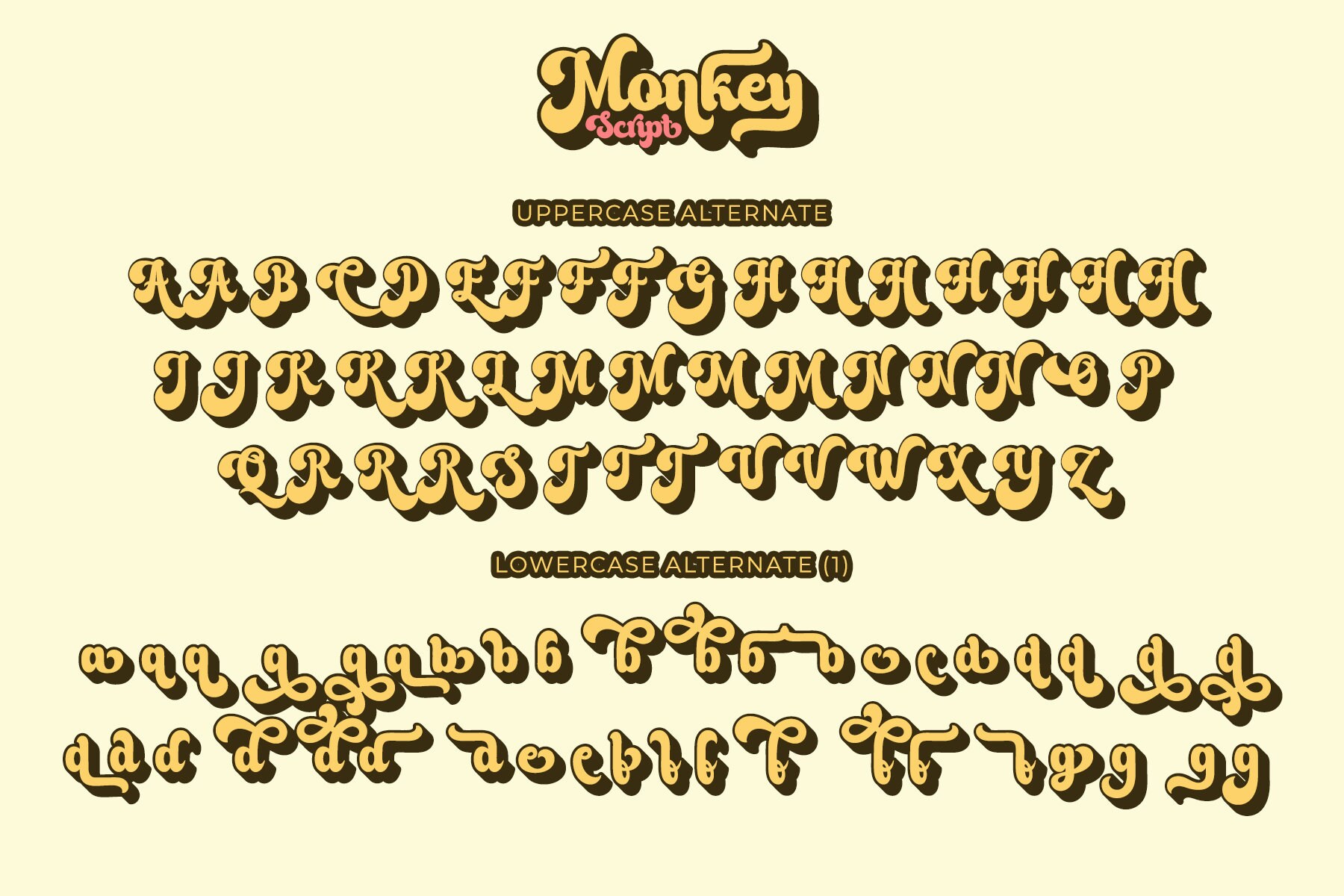 Monkey Script Font, Retro Font, Groovy Font, Vintage Font, Handwritten ...