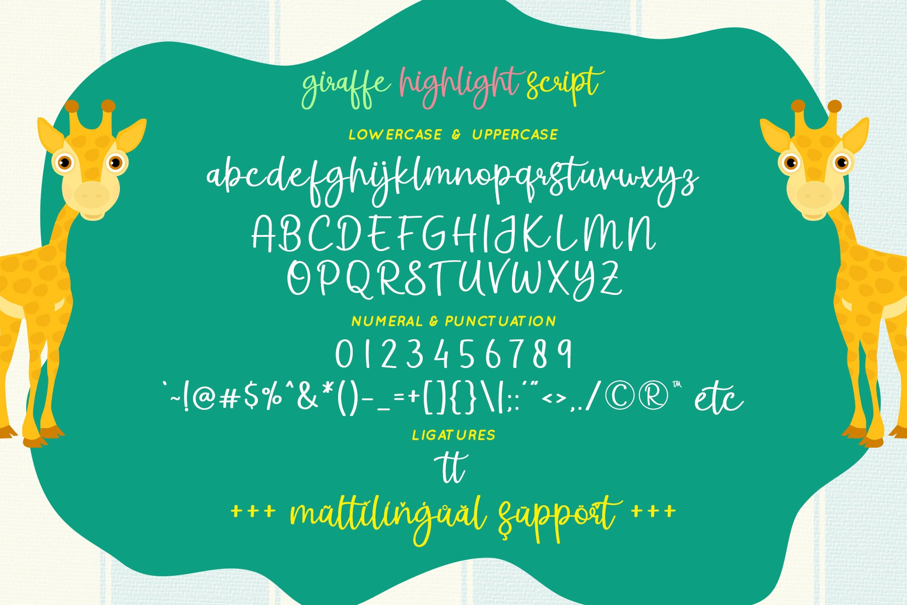 Giraffe Highlight Font Duo, Handwritten Font, Script Font, Wedding Font ...
