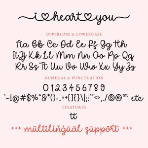 I Heart You Font, Script Font, Handwriting Font, Heart Font, Swash Font ...