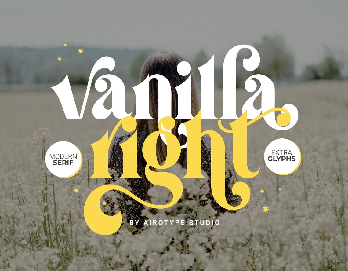Vanilla Right Font, Serif Font, Retro Font, Vintage Font, Modern Font, Ligature Font, Wedding ...