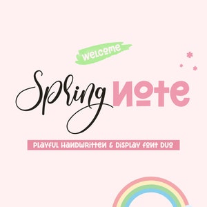 Spring Note Font Duo, Handwritten Font, Script Font, Cursive Font, Bouncy Font, Simple Font ...