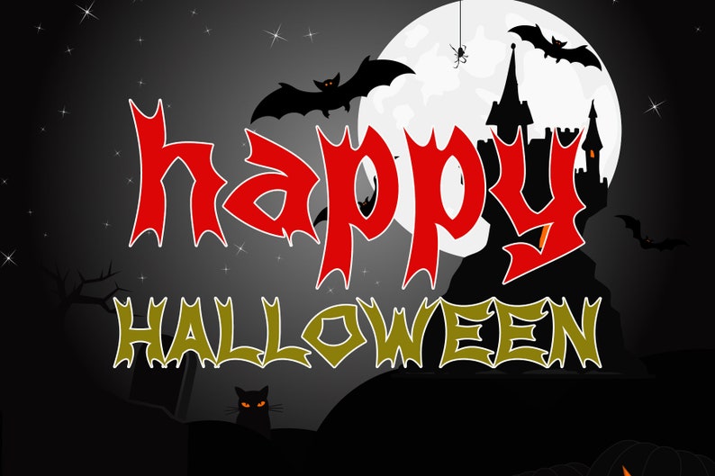 Hello Midnight Font, Display Font, Spooky Font, Halloween Font, Cute ...