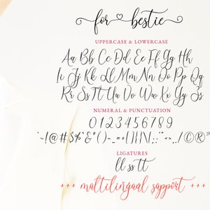For Bestie Font, Script Font, Handwritten Font, Valentines Font, Heart ...