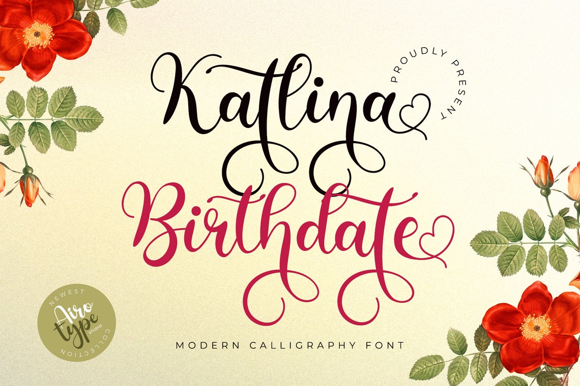 Katlina Birthdate Swash Font Font With Tail Swoosh Font - Etsy