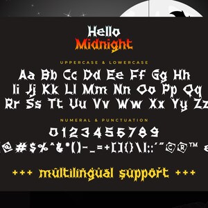 Hello Midnight Font, Display Font, Spooky Font, Halloween Font, Cute ...