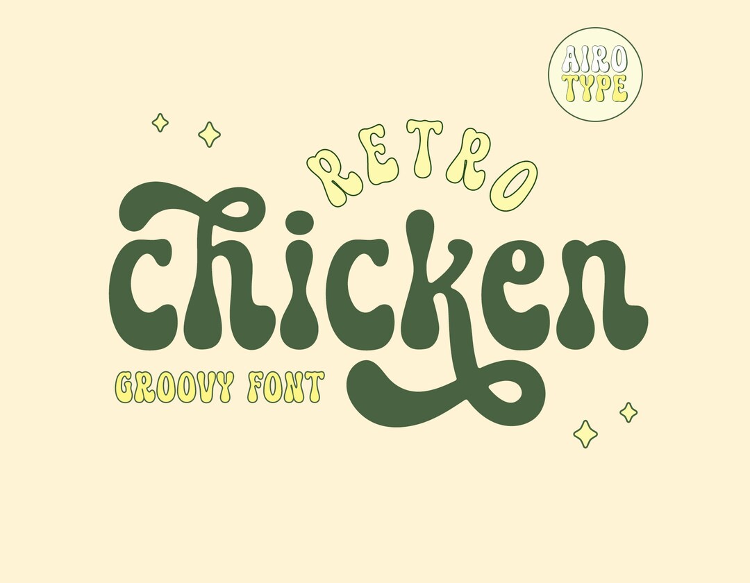 Retro Chicken Font, Retro Font, Vintage Font, Groovy Font, Cute Font ...