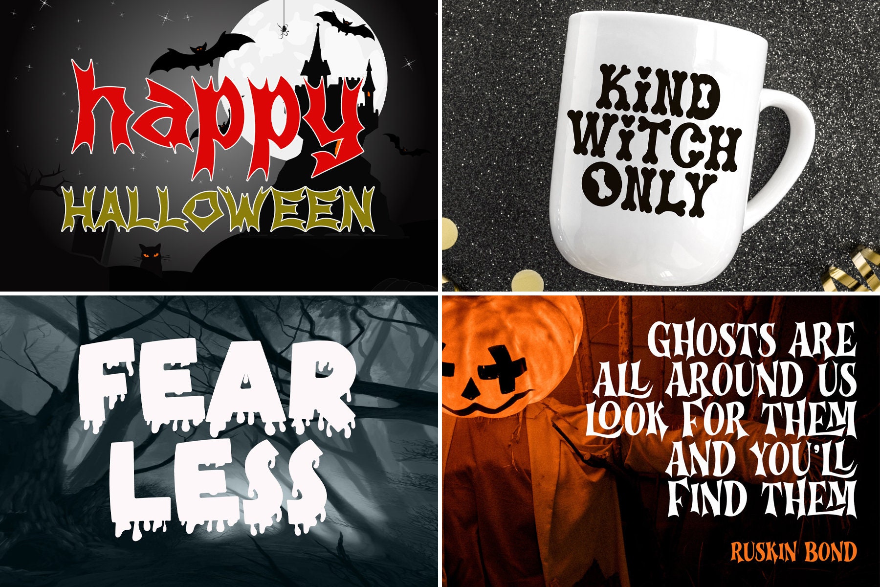 Spooky Font Bundle, Halloween Font Bundle, Font Bundle, Horror Font ...