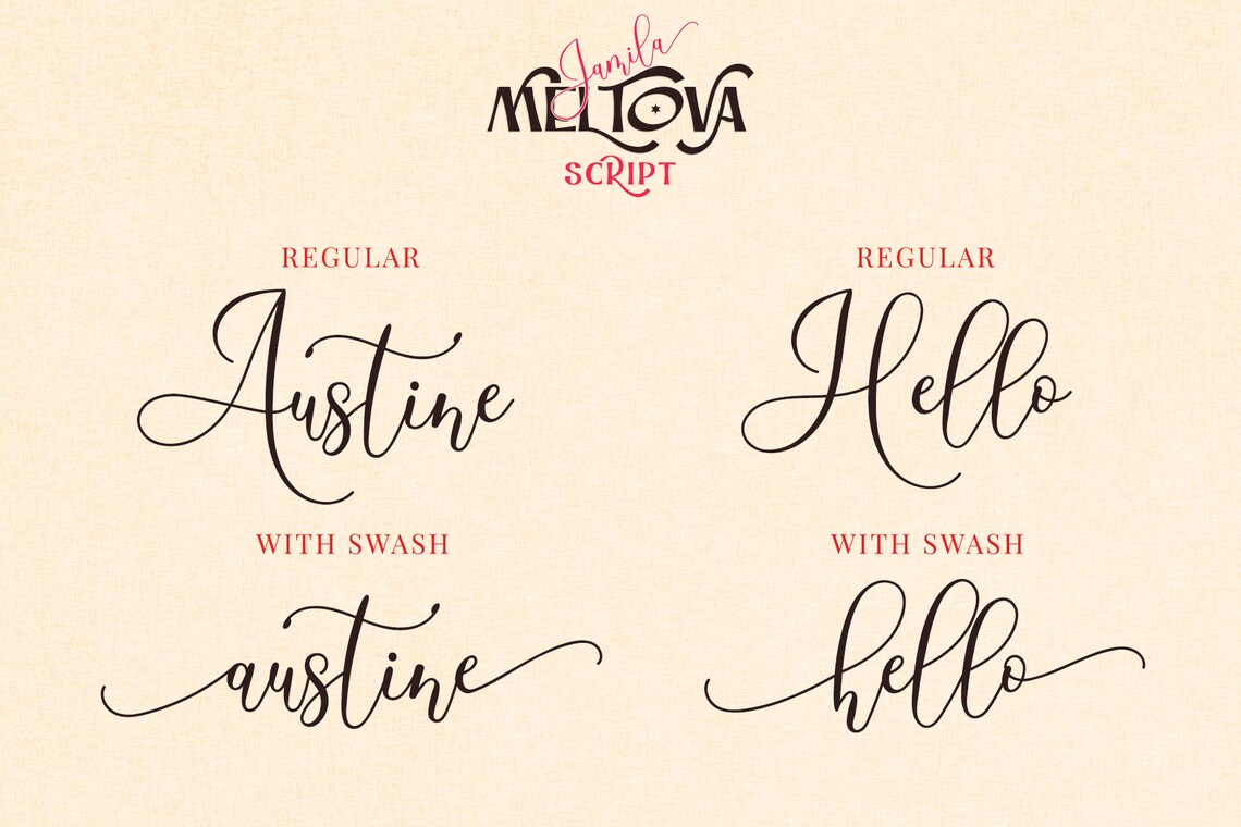 Jamila Meltova Font, Script Font, Tail Font, Handwritten Font, Cursive Font, Swash Font, Bouncy ...