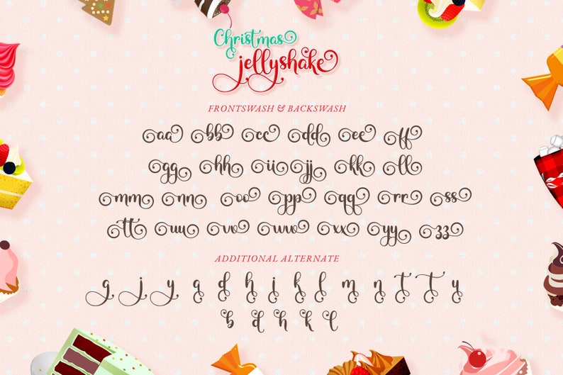Christmas Jellyshake Font, Christmas Font, Handwritten Font, Swash Font, Cursive Font, Wedding ...