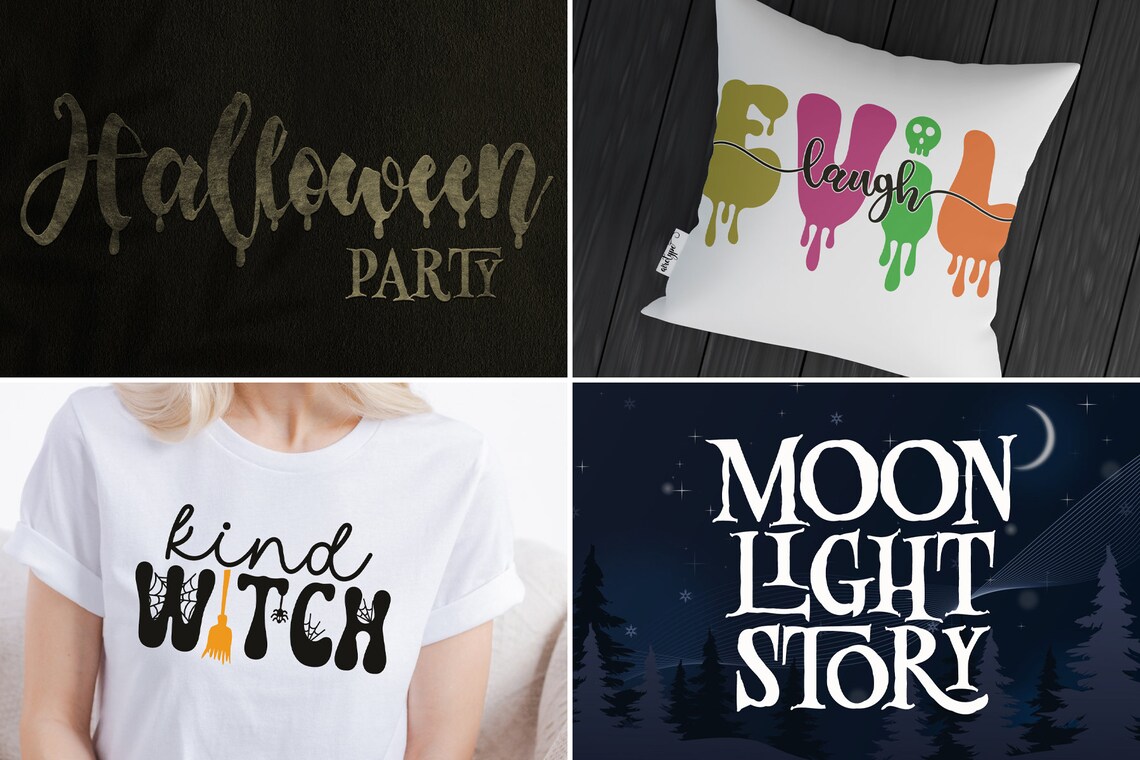 Spooky Font Bundle, Halloween Font Bundle, Font Bundle, Horror Font ...