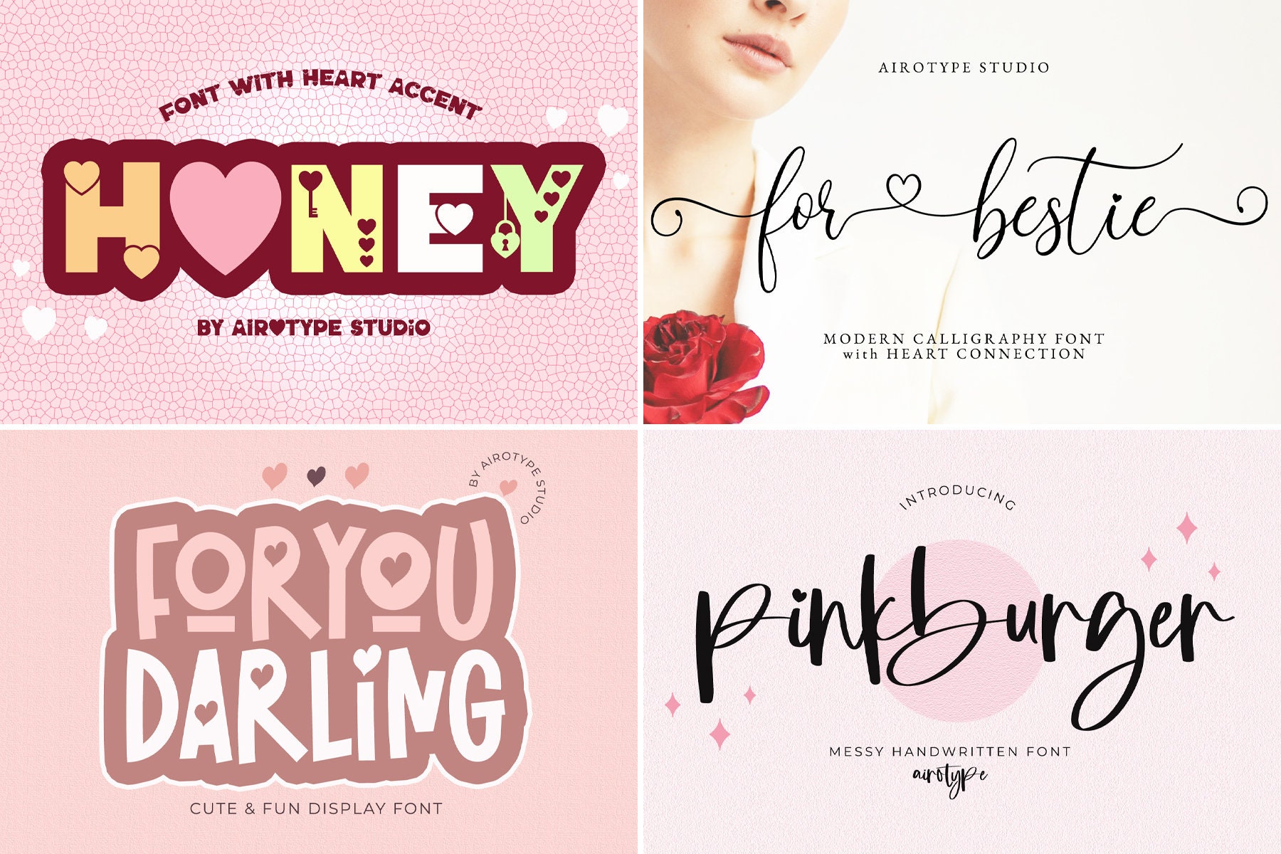 Heart Font Bundle, Valentines Font, Heart Font, Retro Font, Vintage ...