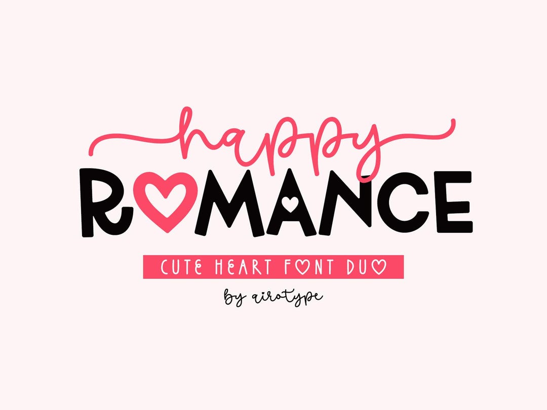Happy Romance Font Duo, Handwritten Font, Cursive Font, Single Line ...