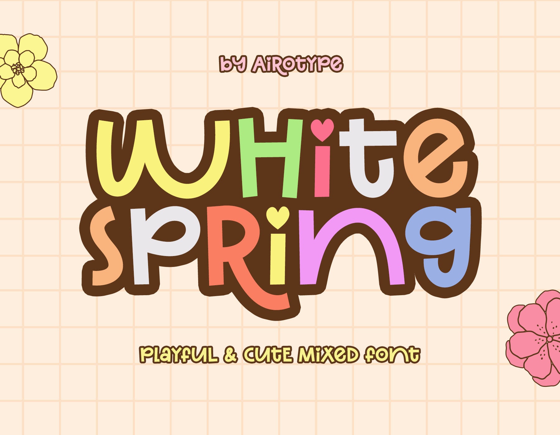 White Spring Font, Cute Font, Kids Font, School Font, Single Line Font ...