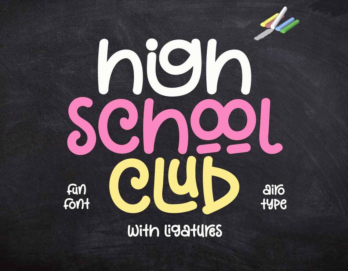 High School Club Font Handwritten Font Handwriting Font - Etsy