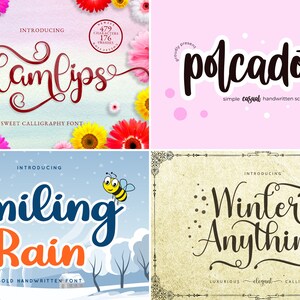 Script Font Bundle, Handwritten Font Bundle, Calligraphy Font, Swash Font, Tail Font, Font With ...