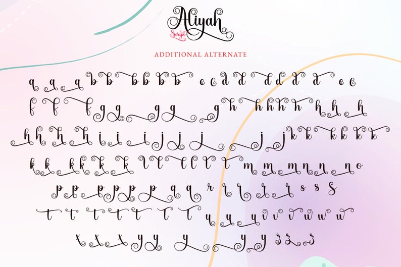 Aliyah Script Font, Wedding Font, Christmas Font, Handwritten Font, Swirl Font, Tail Font ...
